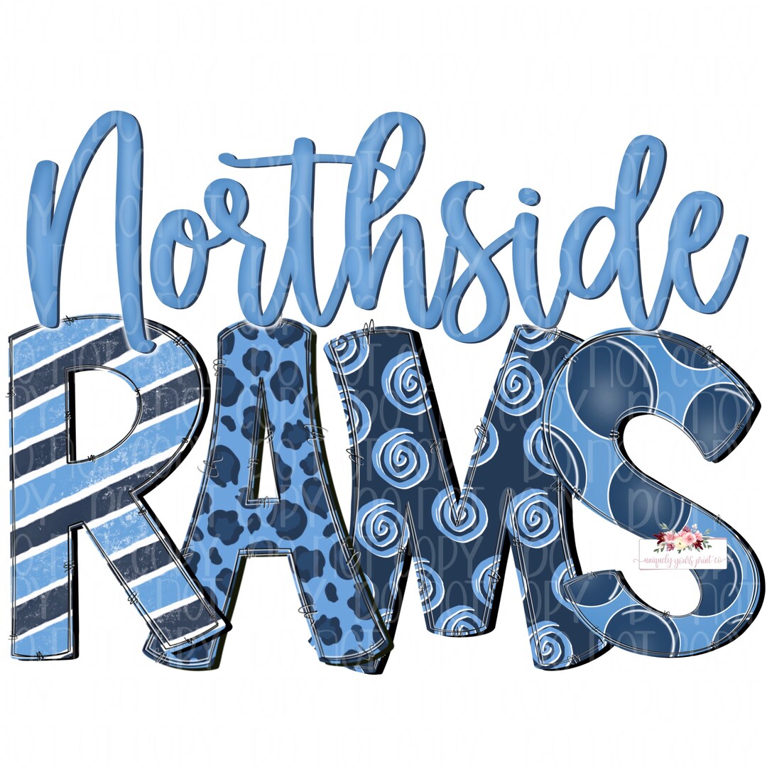 Columbia & Navy Blue Northside Rams Digital Design Download | Hand ...