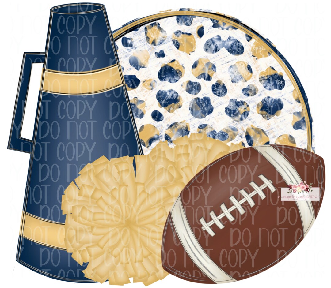 Navy and Gold Football Cheer Digital Design | Cheetah Tie Dye Circle ...