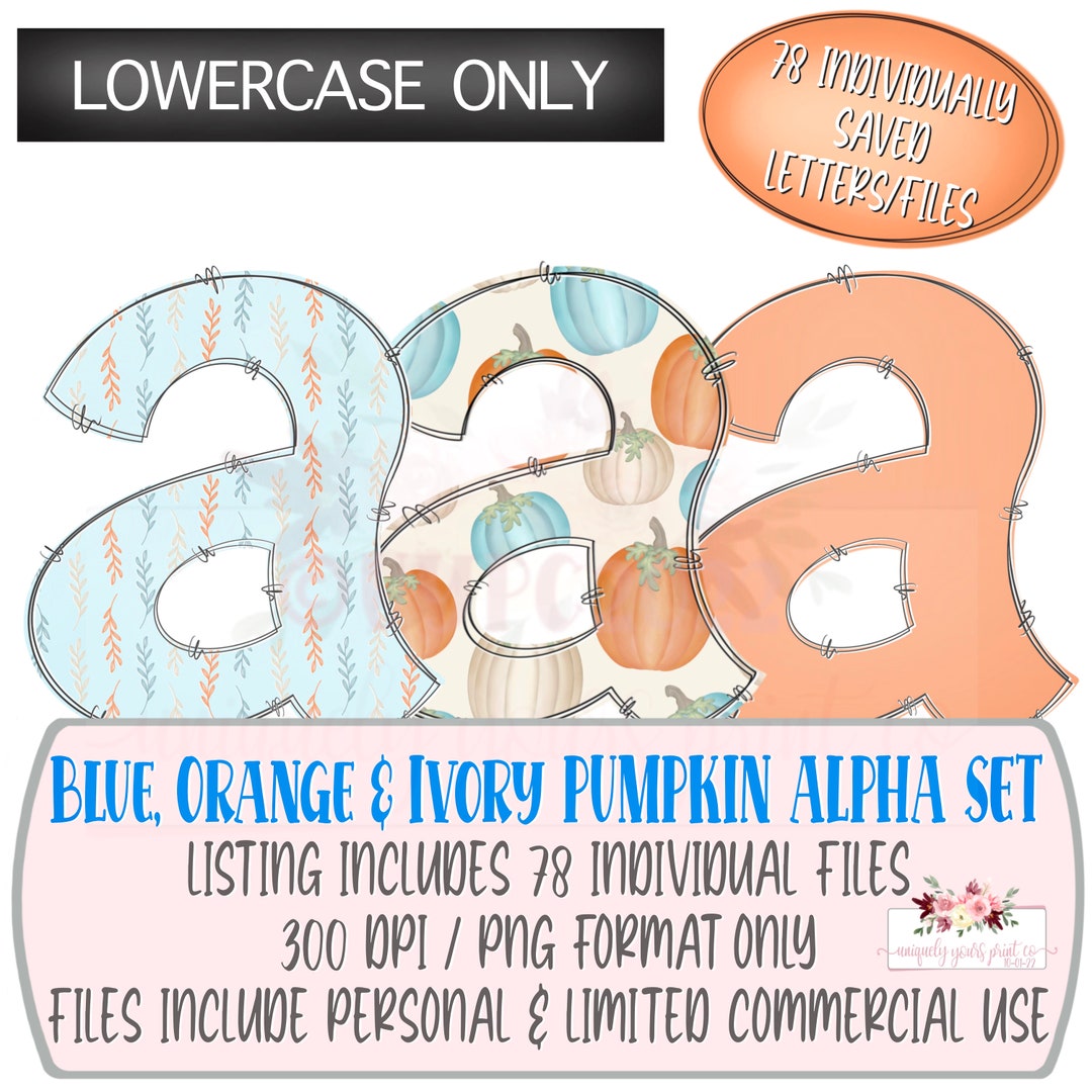 Lowercase Fall Pumpkin Alpha Set | 78 Individually Saved Files | Png ...