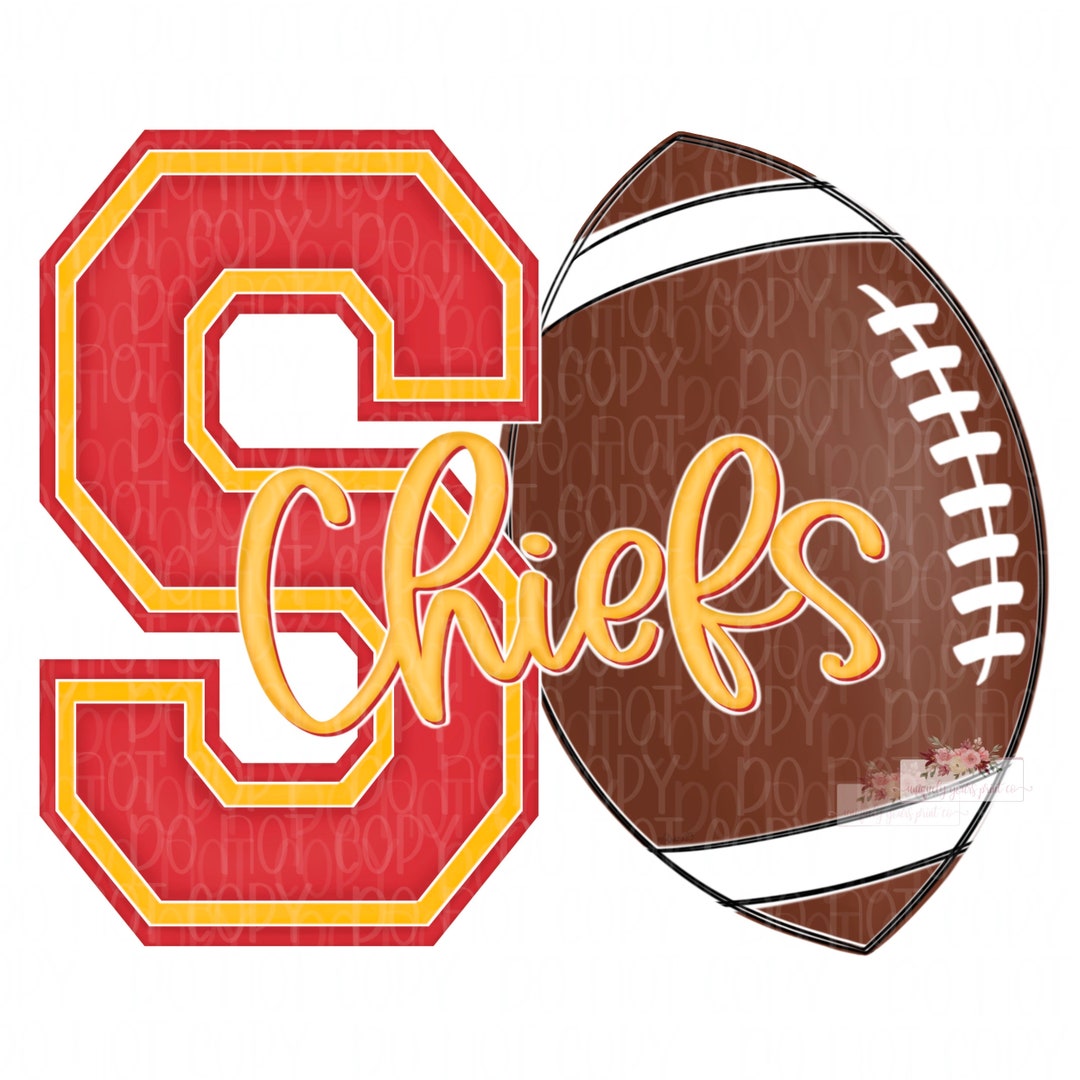 Red and Gold Chiefs Football Digital Design Varsity Letter Sfootball ...