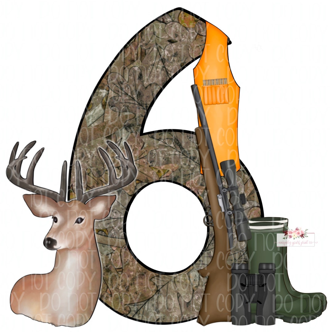 Number 6 Deer Hunting Elements Digital Design | Deer Hunting 6 | PNG ...