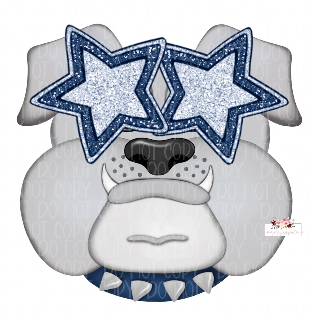 Preppy Bulldog Mascot | Silver Navy Glitter Eyes L Navy Gray Bulldog ...