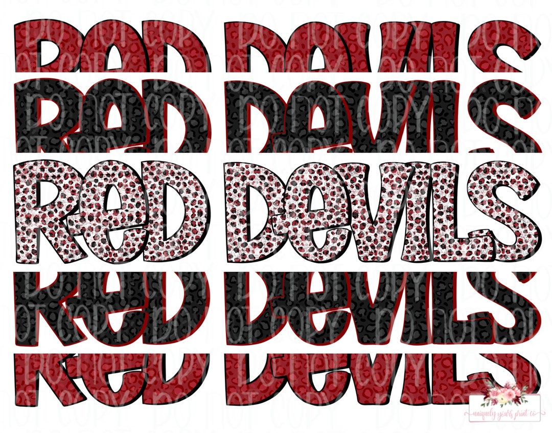 Maroon Black Devils Digital Design | Devil Mascot | Stacked Cheetah Tie ...