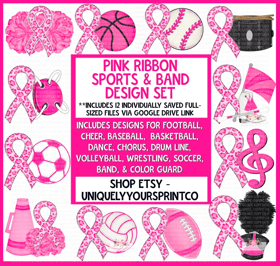 2024 Pink Ribbon Sports and Band 12 Pack Design Bundle 12 Individually ...