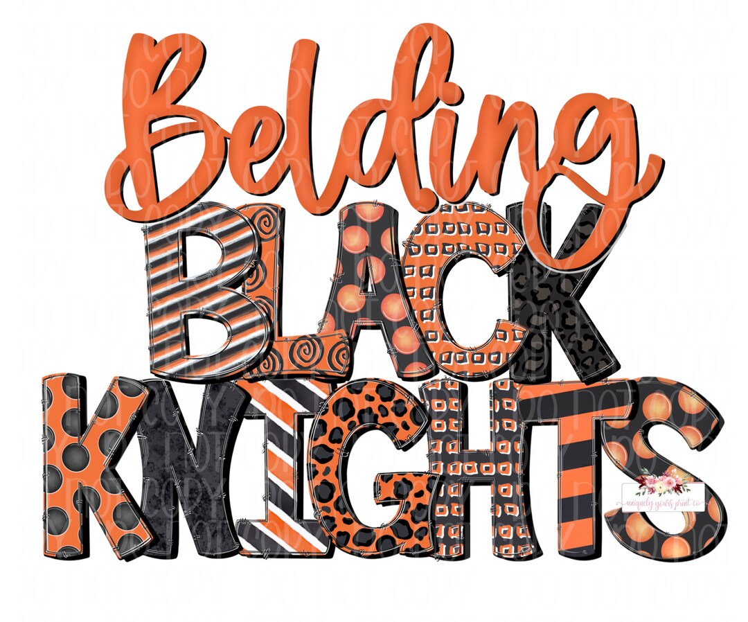 Black Orange Belding Black Knights Mascot Digital Design Download Hand ...