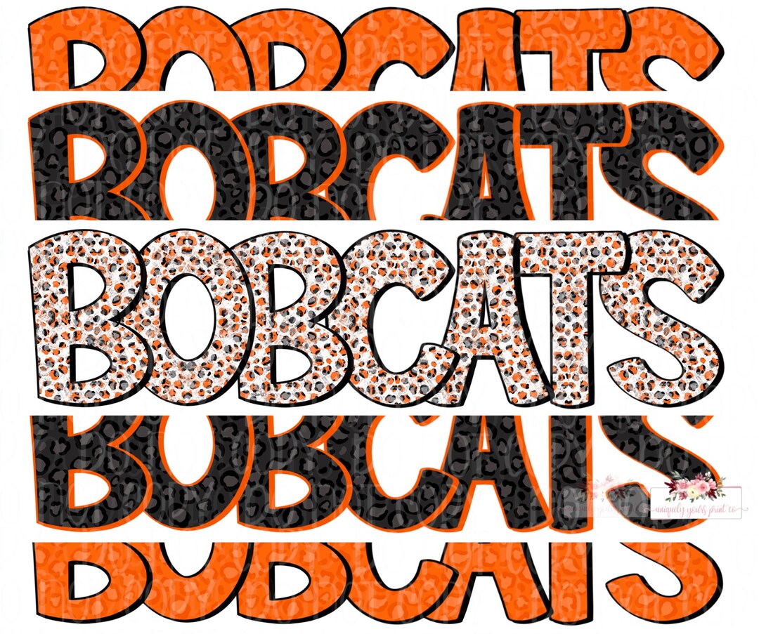 Black & Orange Bobcats Digital Design | Hand Drawn | Mascot Printable ...