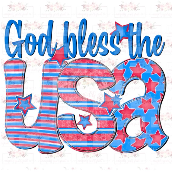 God Bless the USA PNG Hand Drawn L Instant Download Fourth - Etsy