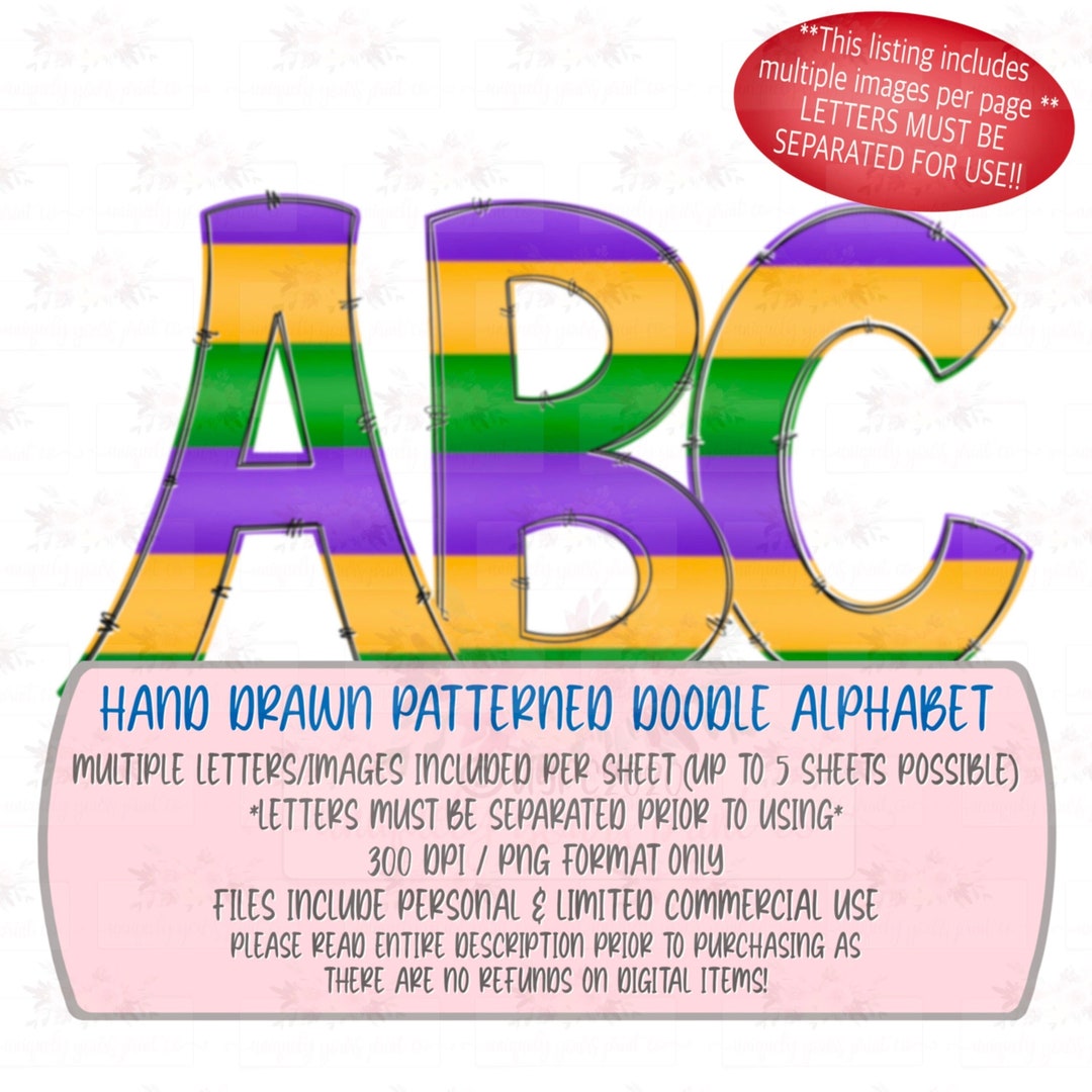 Purple Green & Gold Watercolor Uppercase Alphabet Set | Hand Drawn ...