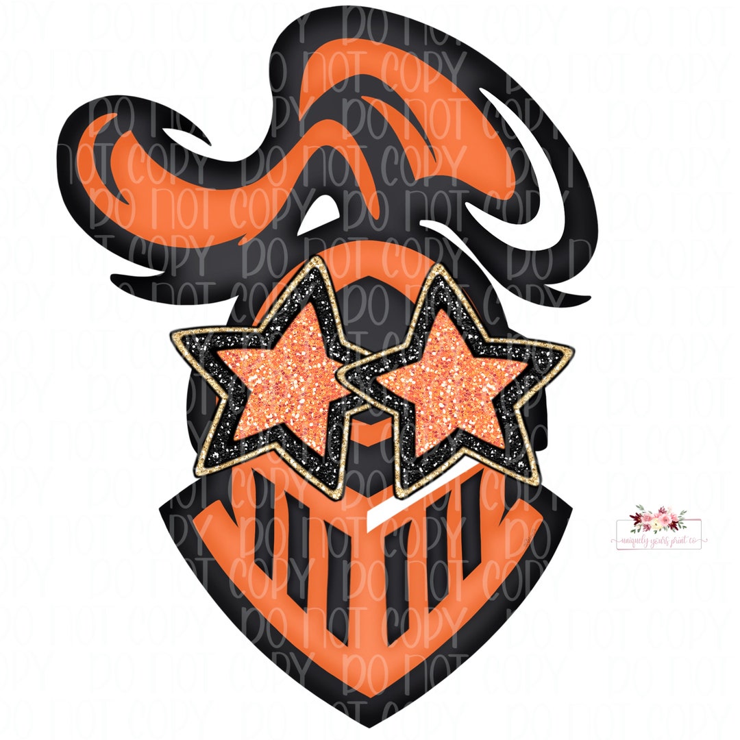 Preppy Star Eyed Mascot | Orange & Black Knights Spartans Trojans ...