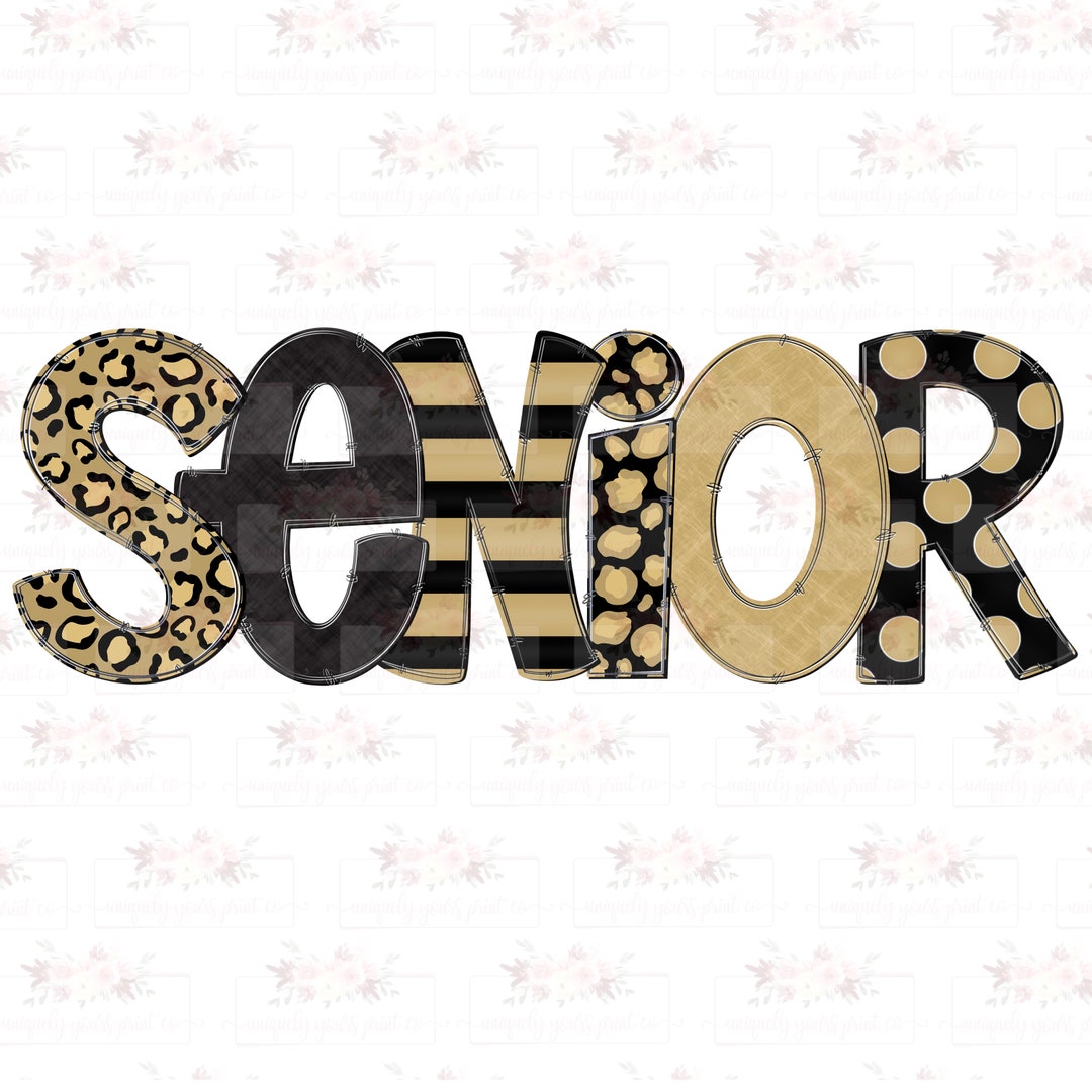 Black and Gold Senior Doodles | Senior PNG | Hand Drawn | Sublimation ...