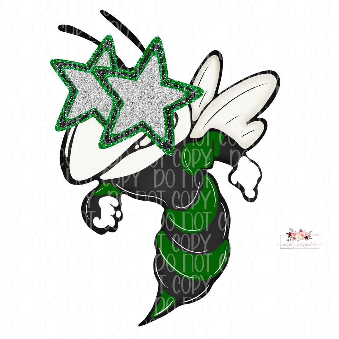 Preppy Star Eyed Mascot Digital Design | Green, Black White and Silver ...