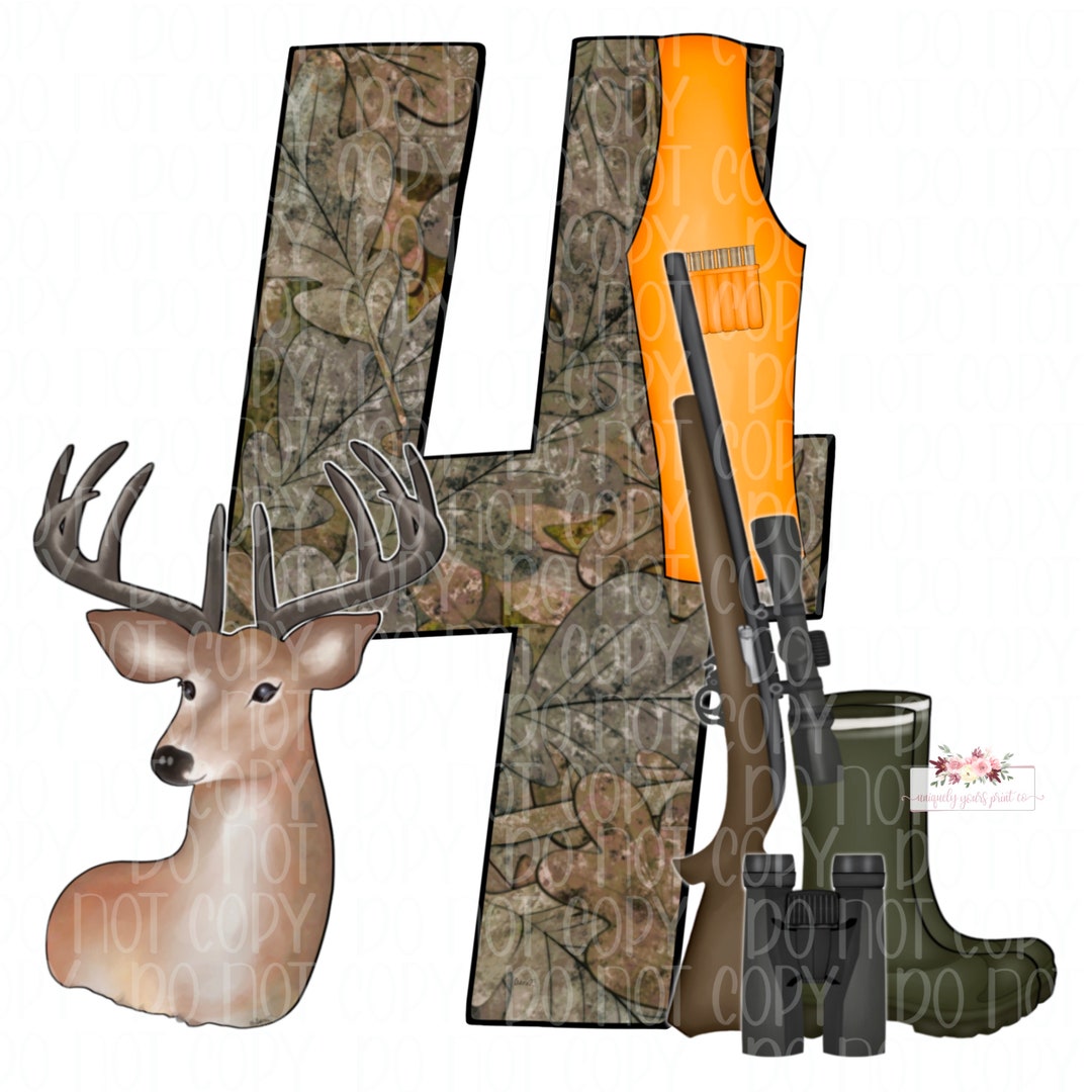 Number 4 Deer Hunting Elements Digital Design | Deer Hunting 4 | PNG ...
