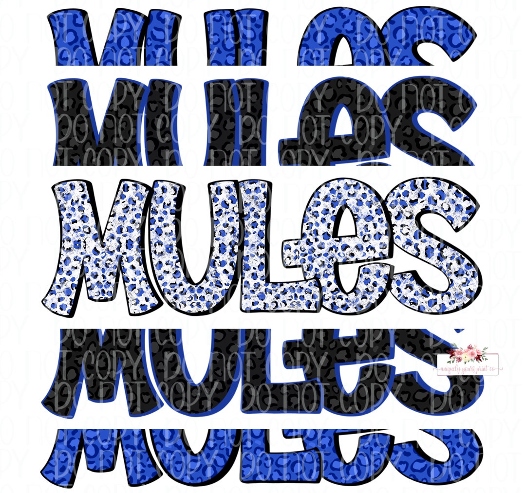 Mules Digital Design Mules Mascot Stacked Cheetah Tie Dye & Leopard ...