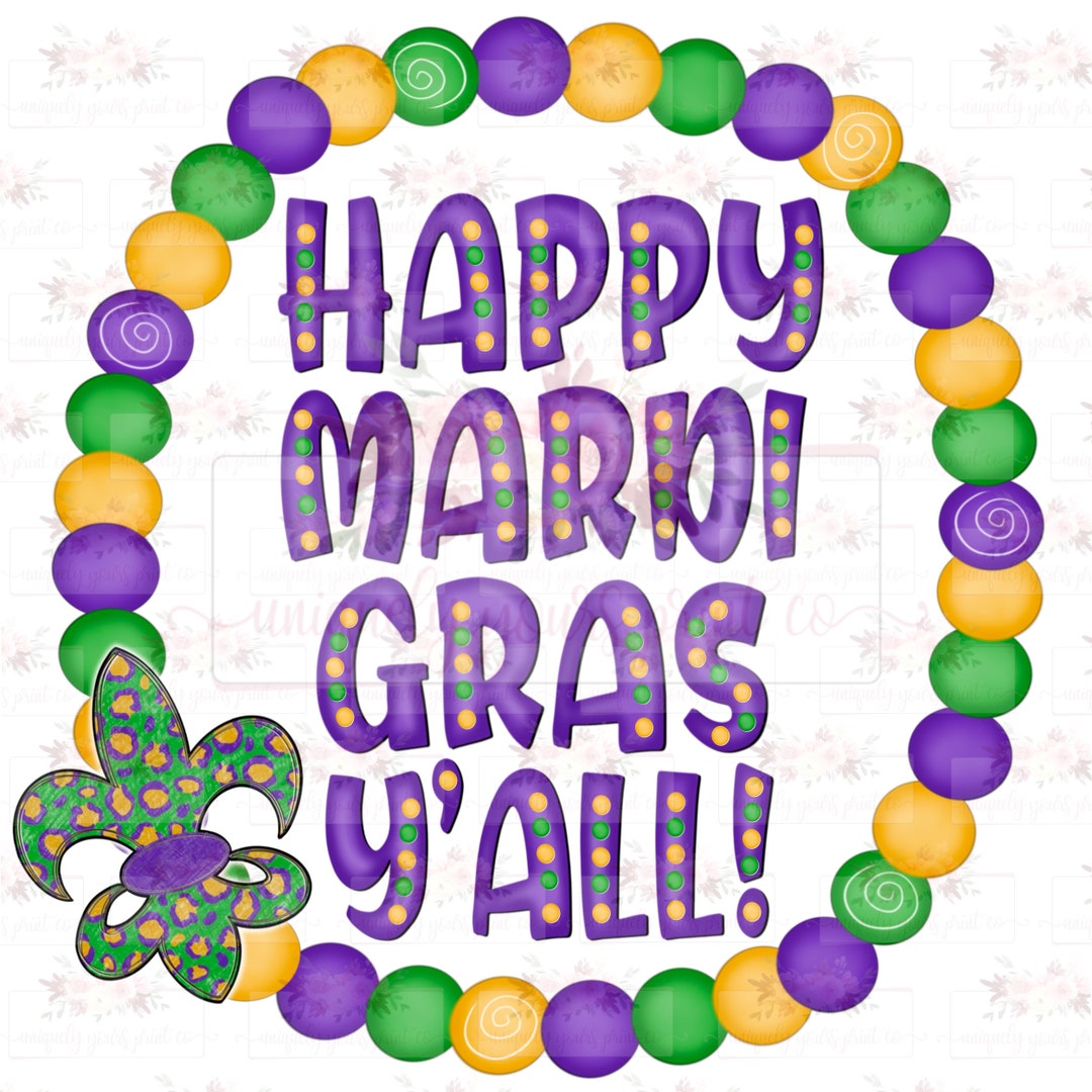 Happy Mardi Gras Y’all Doodle | PNG | Hand Drawn Design | Sublimation ...