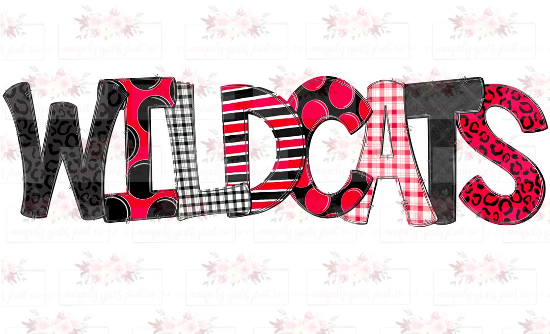 Red & Black Wildcats Doodle Digital Design | Hand Drawn | PNG ...