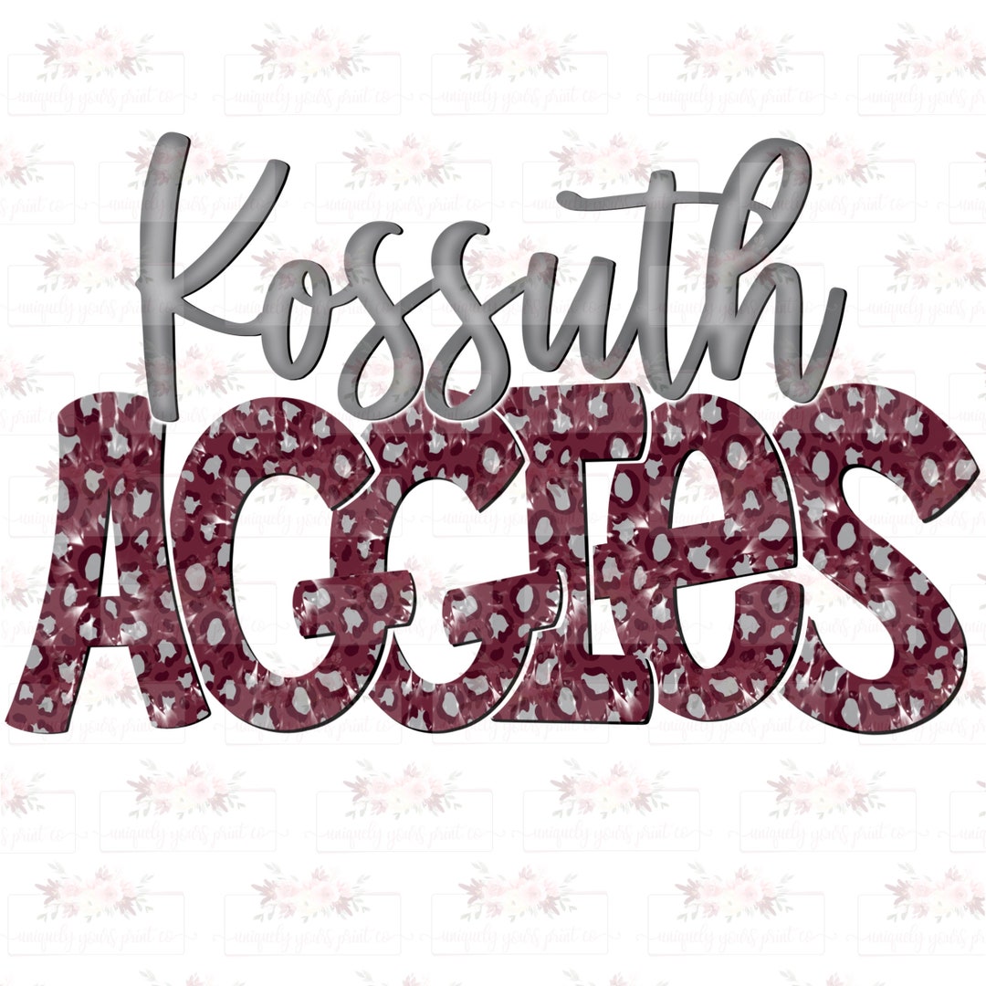 Kossuth Aggies Burgundy Gray Doodle Digital Design | Hand Drawn | PNG ...