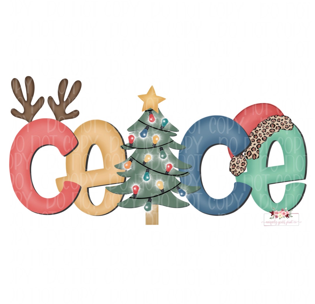Christmas Cece Digital Design PNG Reindeer Christmas Tree Leopard Santa ...