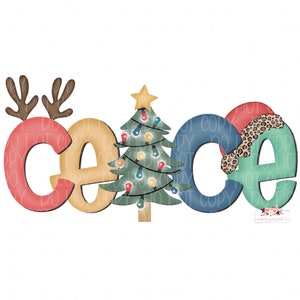 Christmas Cece Digital Design | PNG | Reindeer Christmas Tree Leopard ...