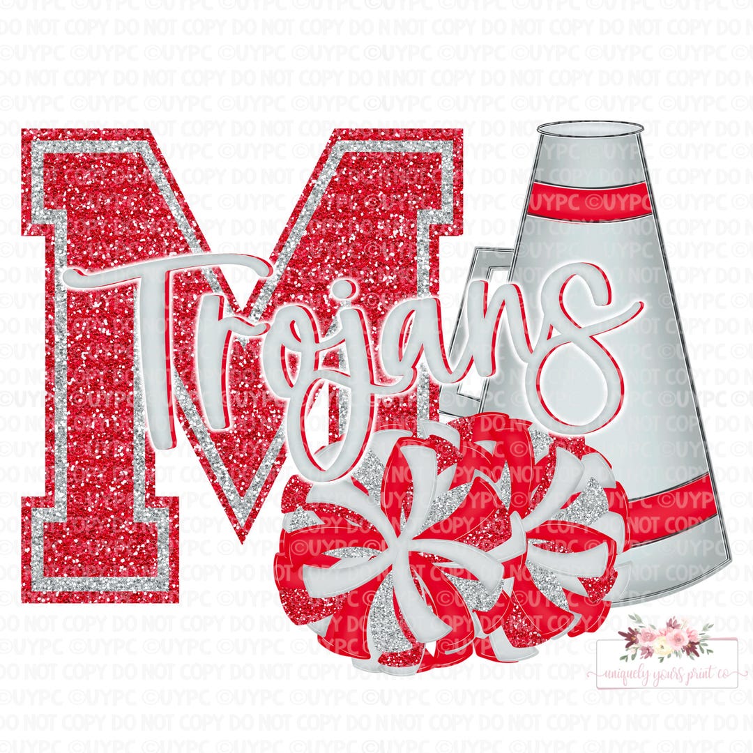Trojans Cheer Mascot PNG | Red and Silver Varsity Design (digital ...