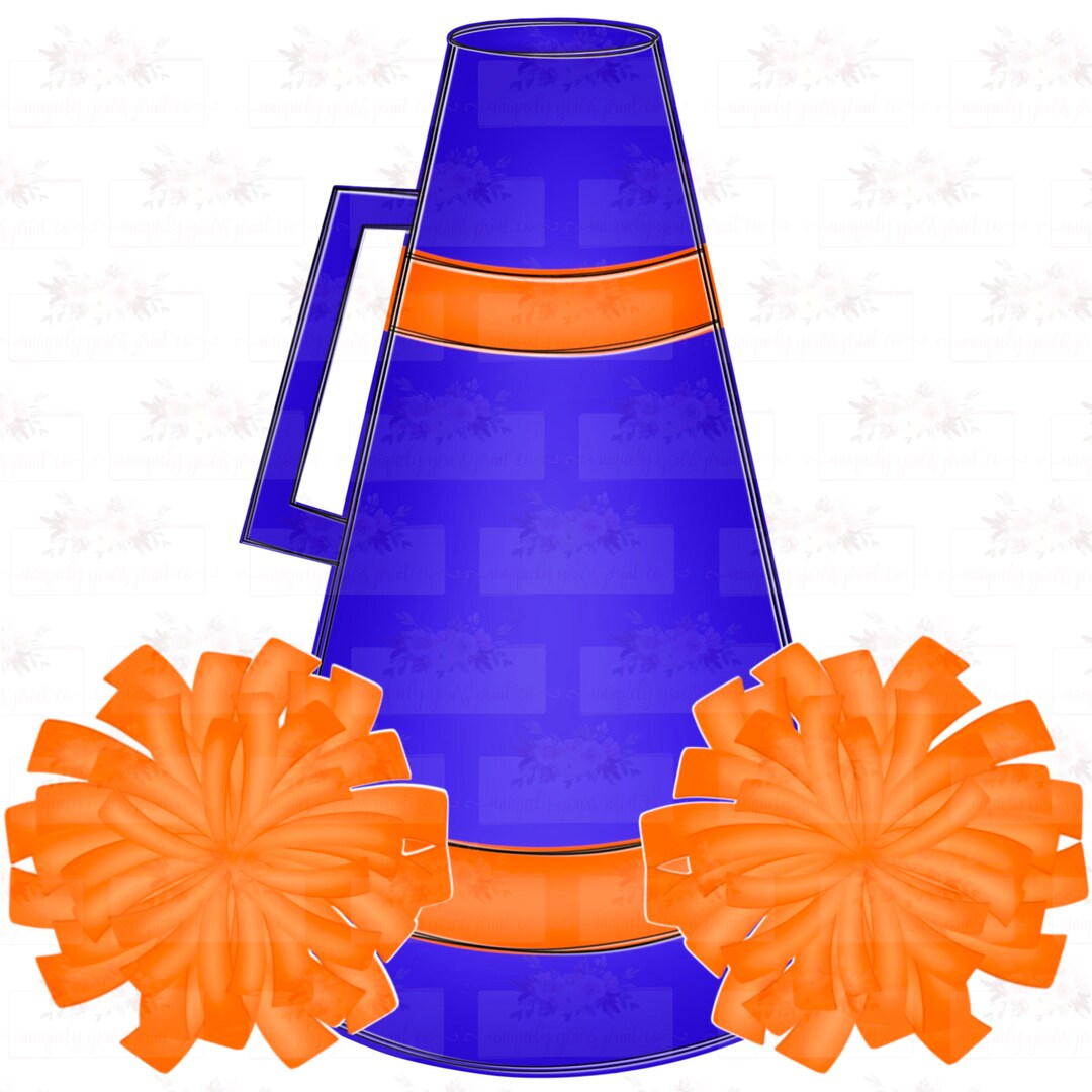 Orange & Royal Blue Cheer Png Digital Design | Megaphone and Poms ...