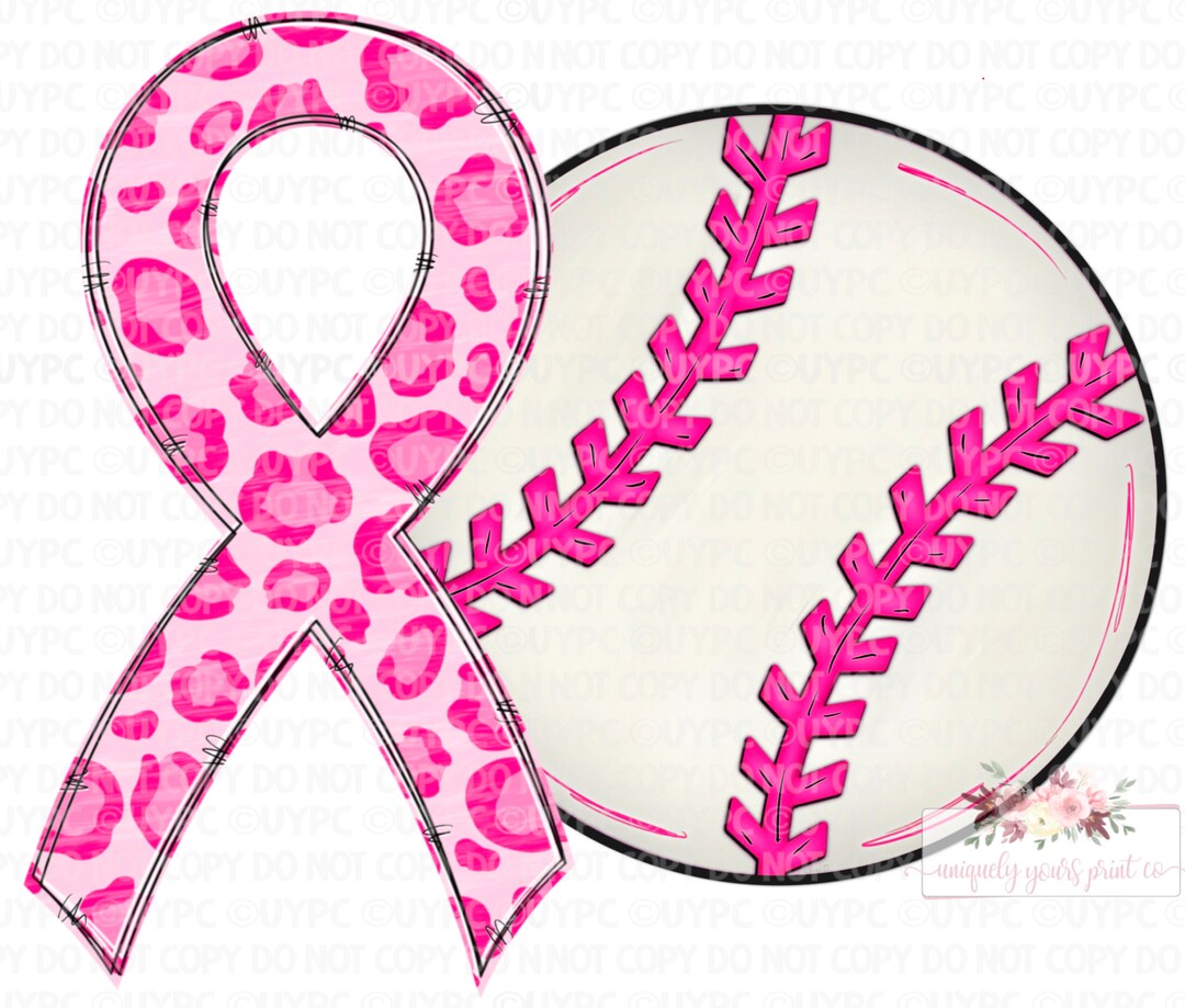 Baseball Pink Ribbon Digital Design | School Sports Cancer Awareness ...