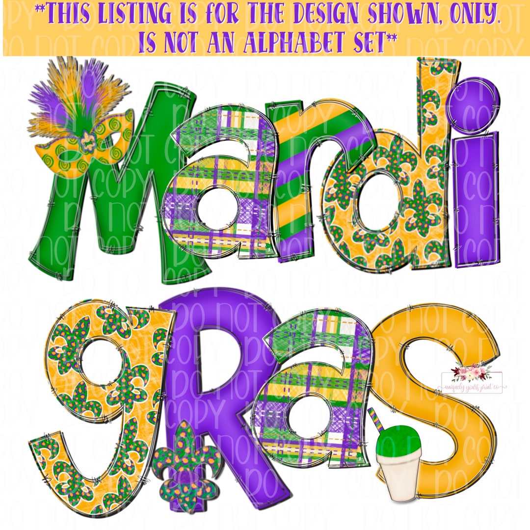 Mardi Gras Doodle | PNG | Hand Drawn Design | Sublimation | Digital ...