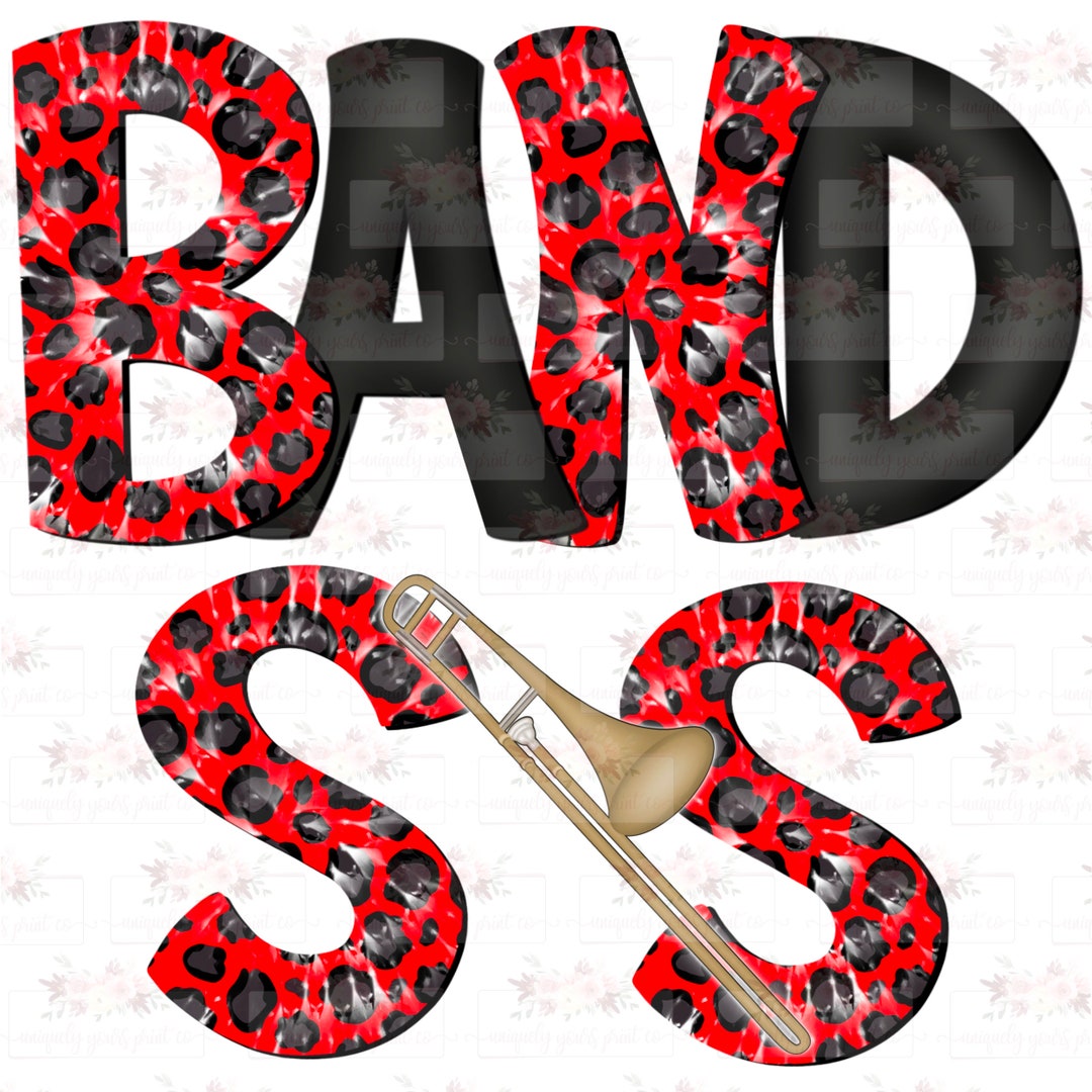 Red and Black Cheetah Tie Dye Trombone Band Sis Doodle With Tuba | Hand ...