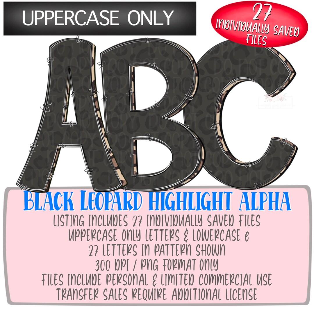 Black Leopard Uppercase Digital Alphabet Set | Individually Saved Files ...