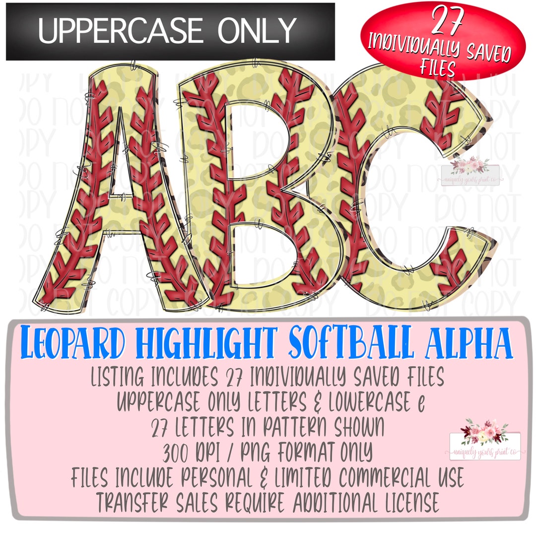 Softball Leopard Uppercase Digital Alphabet Set | Individually Saved ...
