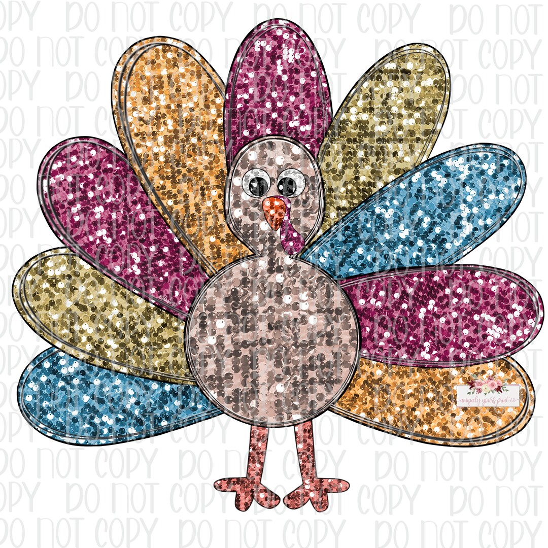Sequins Turkey Thanksgiving Digital Design | Instant Download | PNG ...