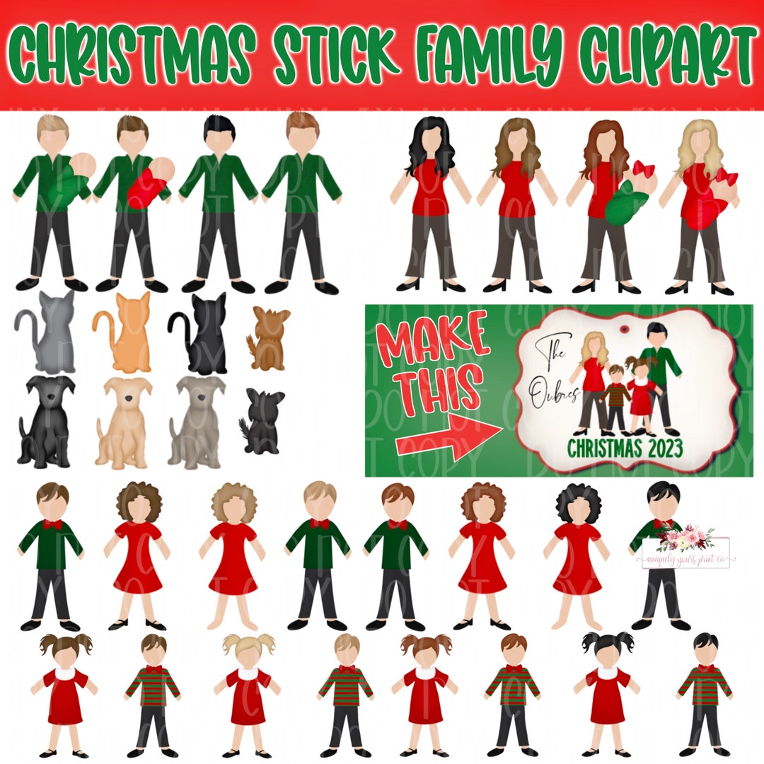 Stick People & Pets Digital Designs| Christmas Ornament Design | PNG ...
