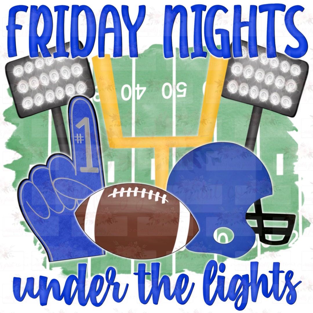 Royal Blue & Gray Football Digital Design | Friday Nights PNG | Hand ...