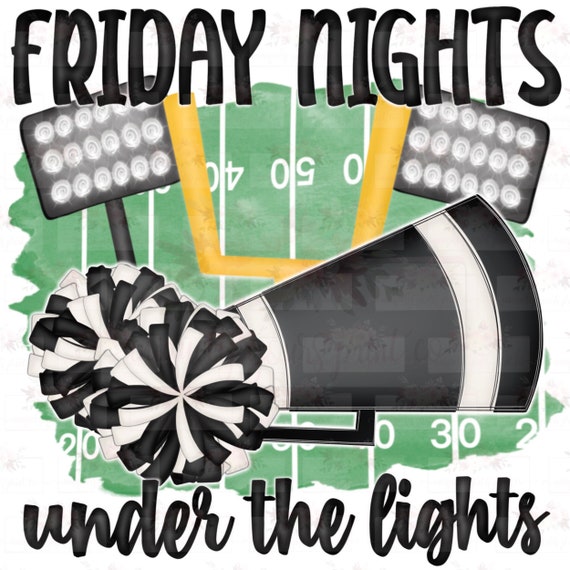Black and White Cheer Digital Design Friday Nights Cheer - Etsy