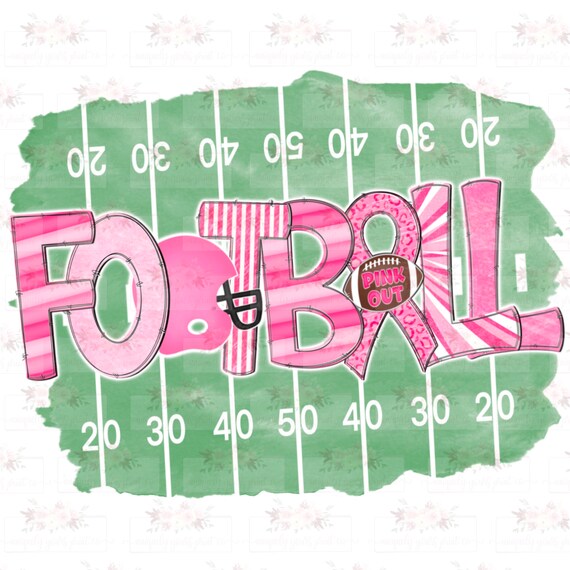 Pink Ribbon Football on Field Png Digital Design Hand - Etsy