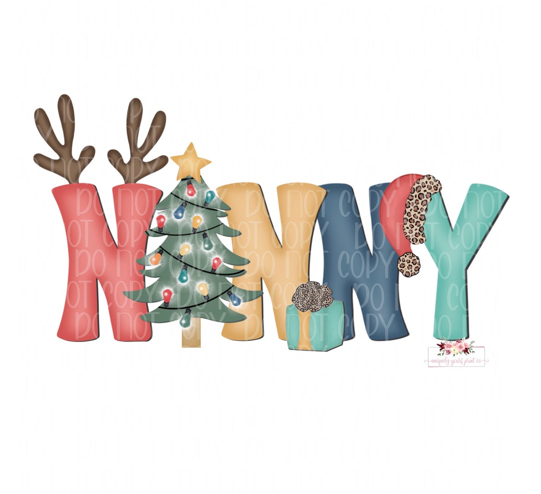 Christmas Nanny Digital Design | PNG | Antlers Gift & Santa Hats ...
