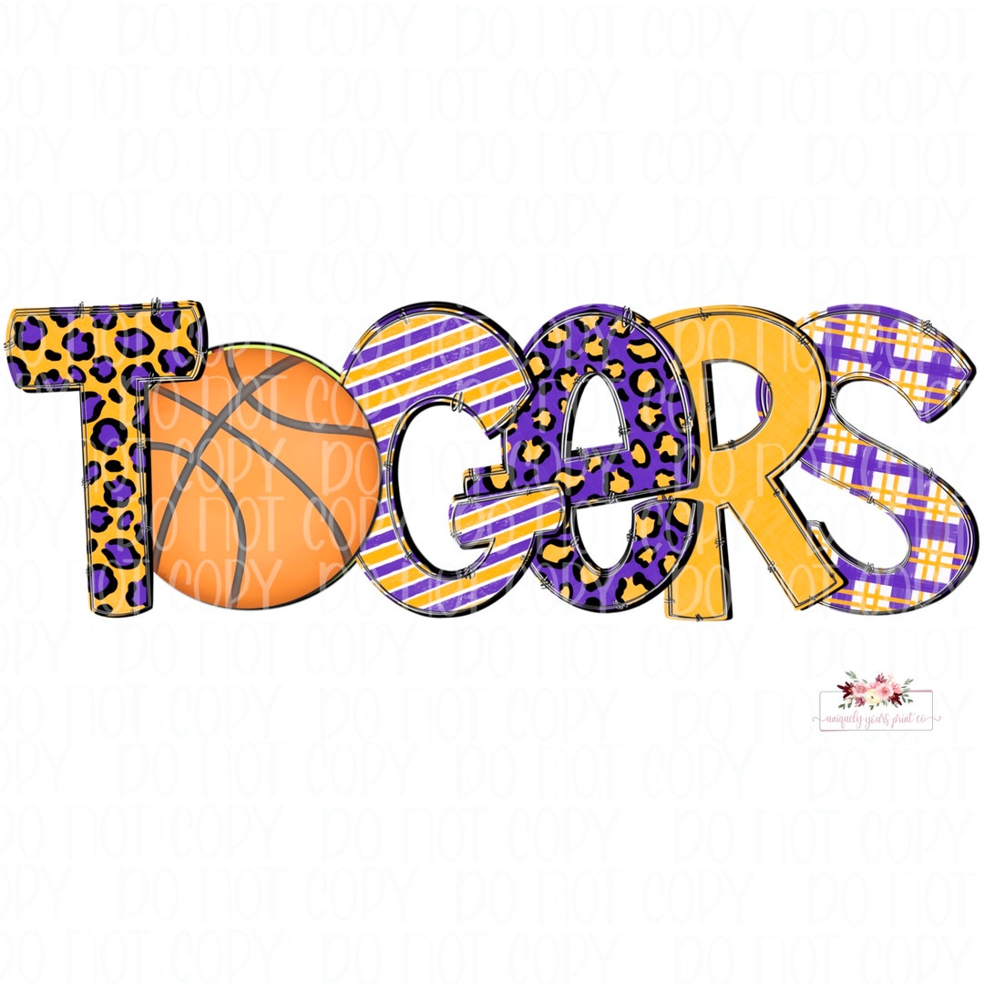 Purple & Yellow Westgate Tigers Digital Design | Hand Drawn | Tigers ...