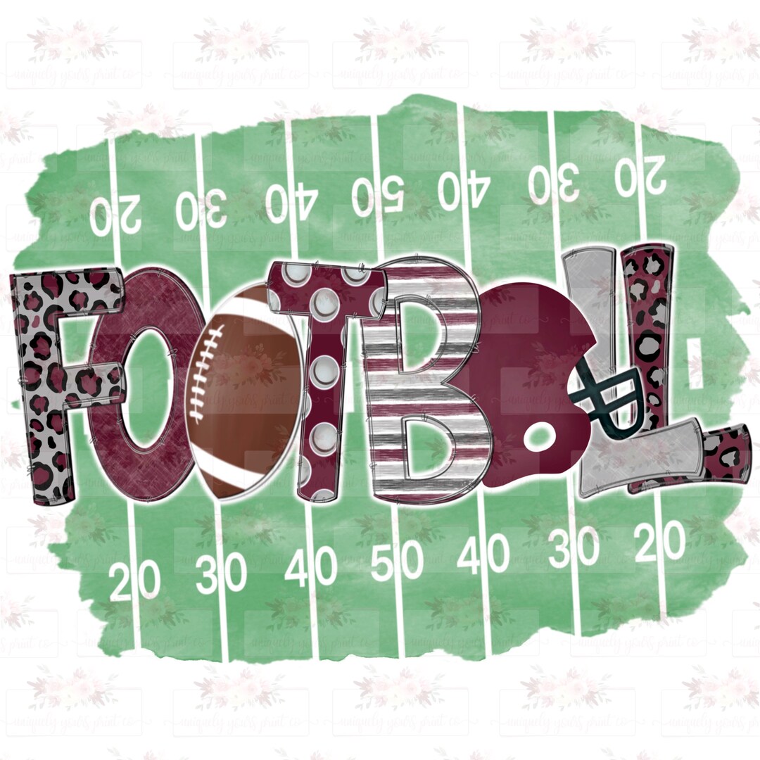 Maroon and Gray Football on Field Digital Design | Hand Drawn | PNG ...