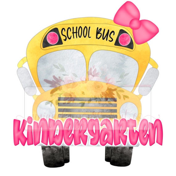 Pink kindergarten school bus with hairbow design PNG | Etsy