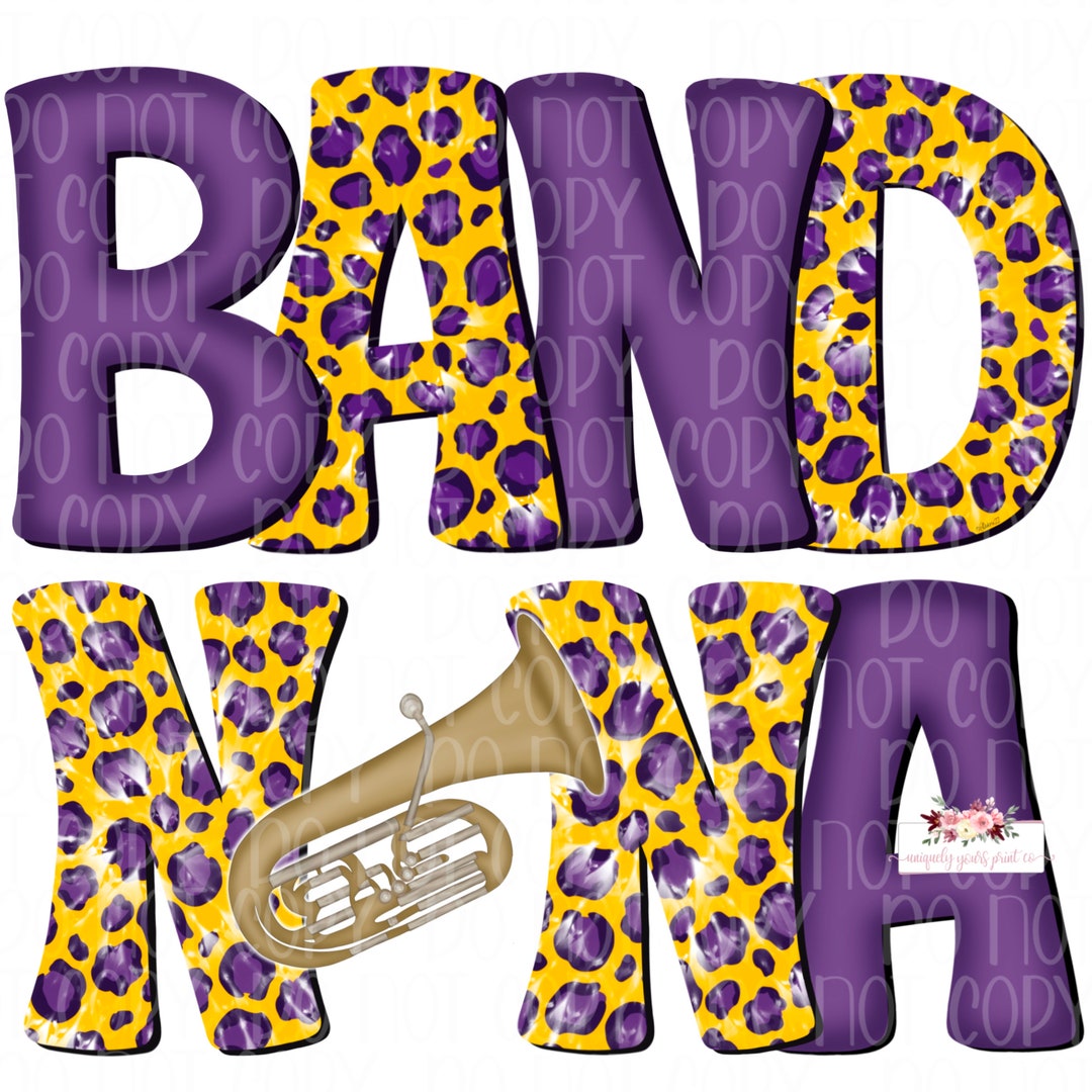 Purple & Gold Tuba Band Nana Digital Design | Cheetah Tie Dye | Hand ...