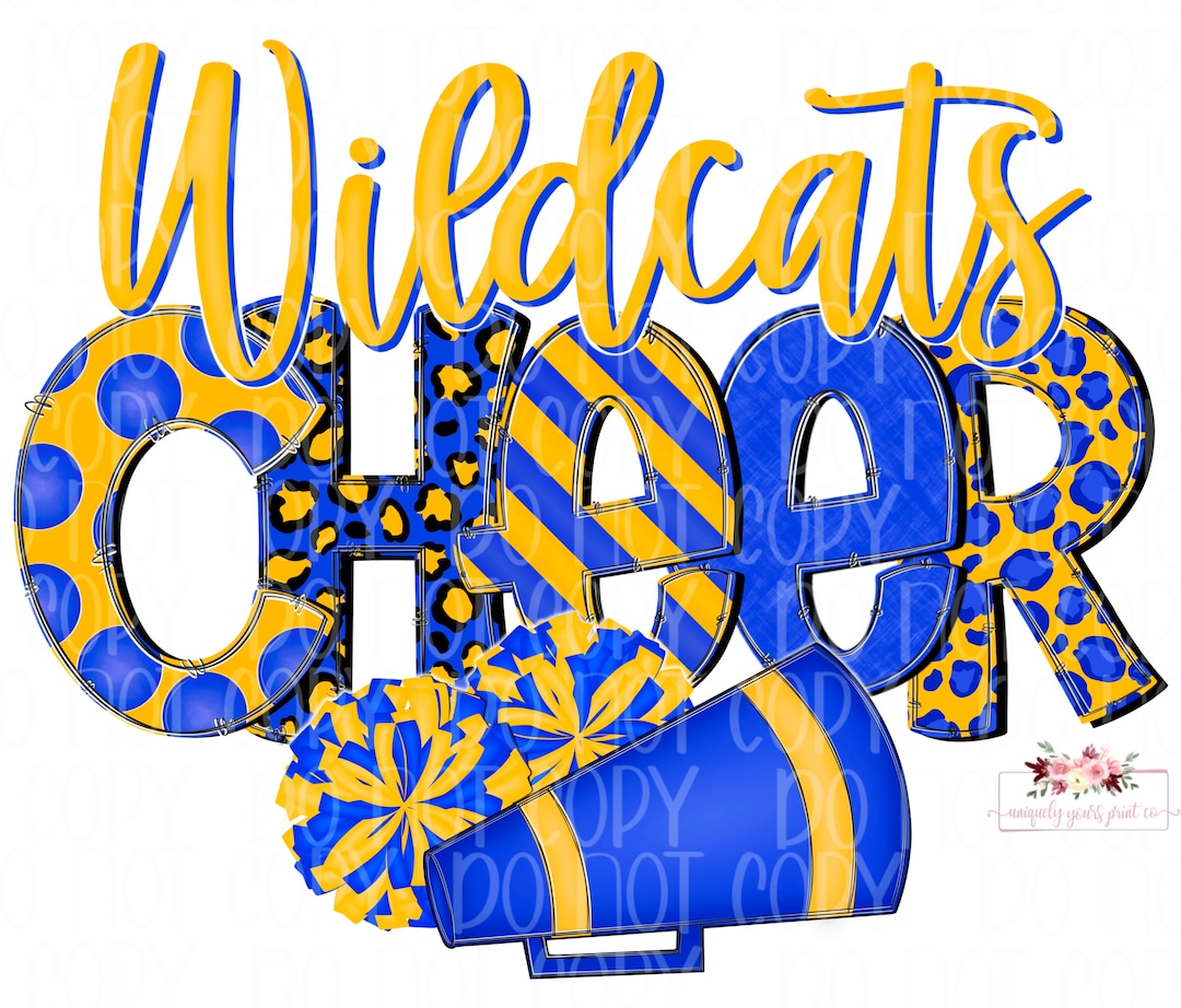 Royal Blue & Gold Wildcats Cheer Digital Design | Hand Drawn | PNG ...