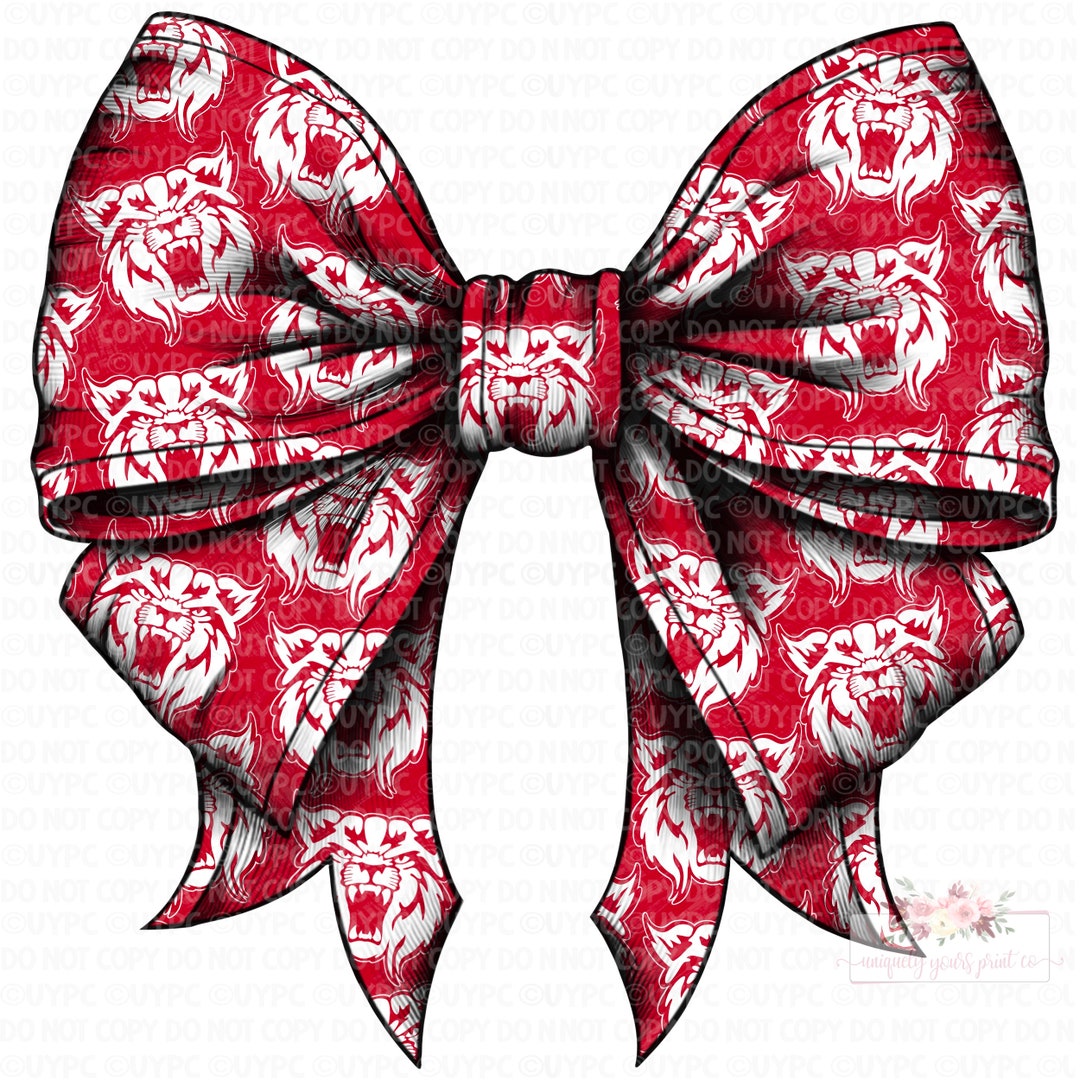 Wildcat Bobcat Coquette Bow Digital Design | Hand Drawn | PNG | Digital ...