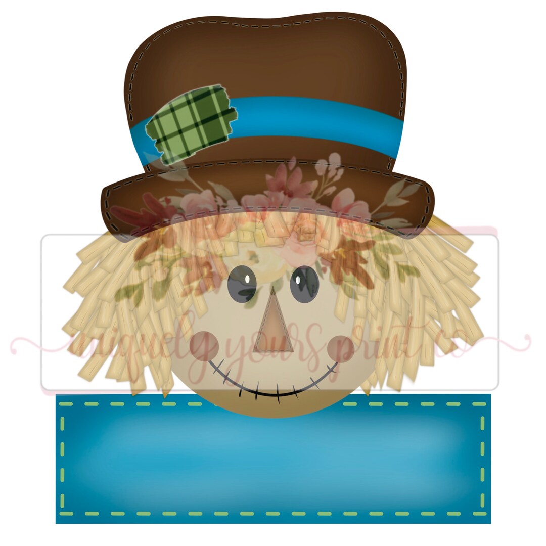 Boy Scarecrow With Name Plate | Hand Drawn L Instant Download | Fall ...