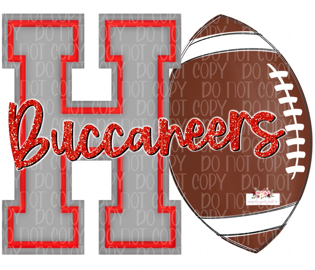 Haughton Buccaneers Football Digital Design | Gray and Red | Hand Drawn ...