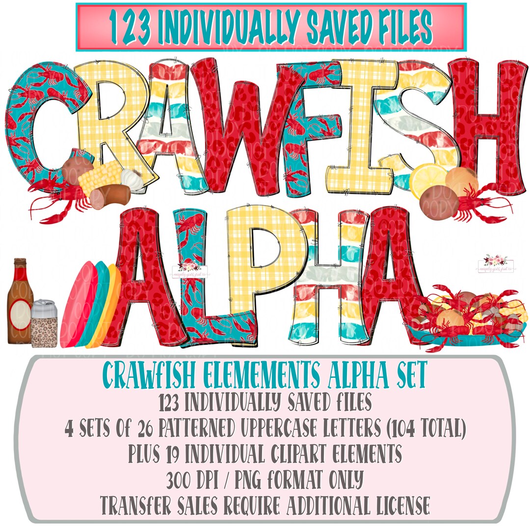 Crawfish Alpha With Elements | 123 Individually Saved Uppercase Letters ...