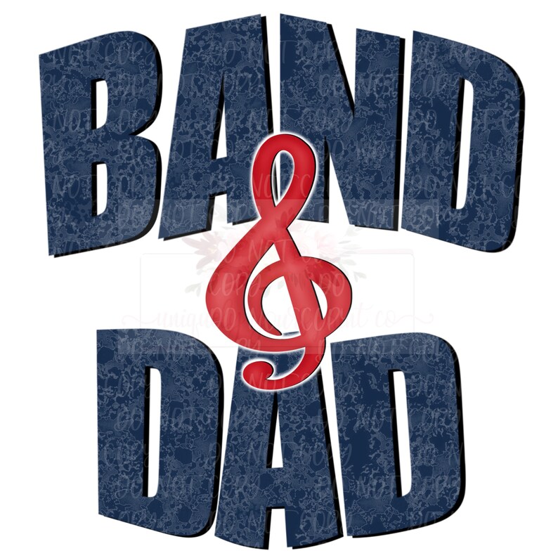 Band Dad Digital Design | Navy & Red Band | Hand Drawn | PNG ...