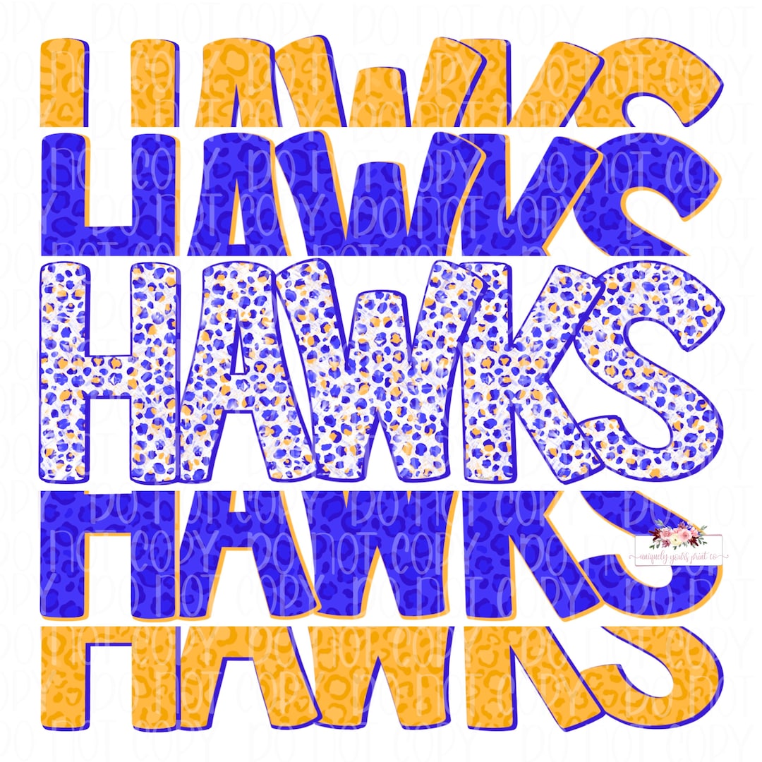 Hawks Digital Design | Royal Blue and Gold Hawk Mascot | Stacked ...