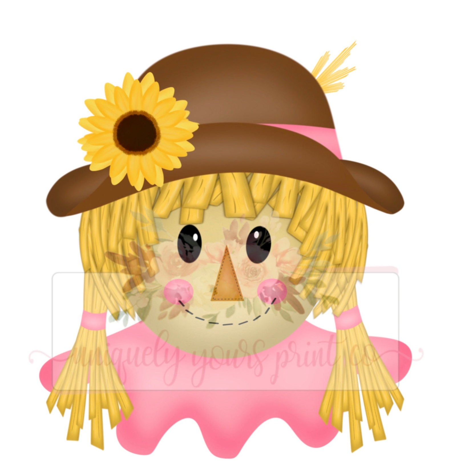 Girl Scarecrow Hand Drawn L Instant Download Fall PNG - Etsy