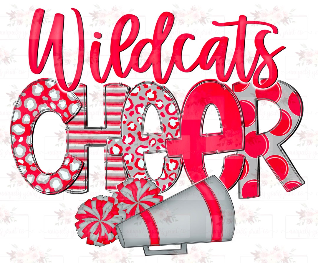 Wildcats Red & Gray Cheer Design | Hand Drawn | PNG | Sublimation ...