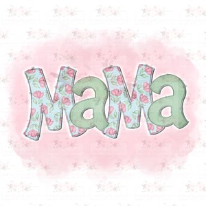Mama Png | Pink and Blue Floral With Sage on Pink Watercolor | Hand ...