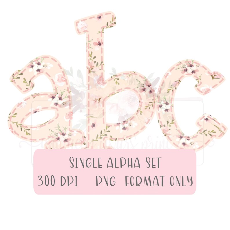 Peach Floral Alpha Pack Hand Drawn Printable PNG - Etsy